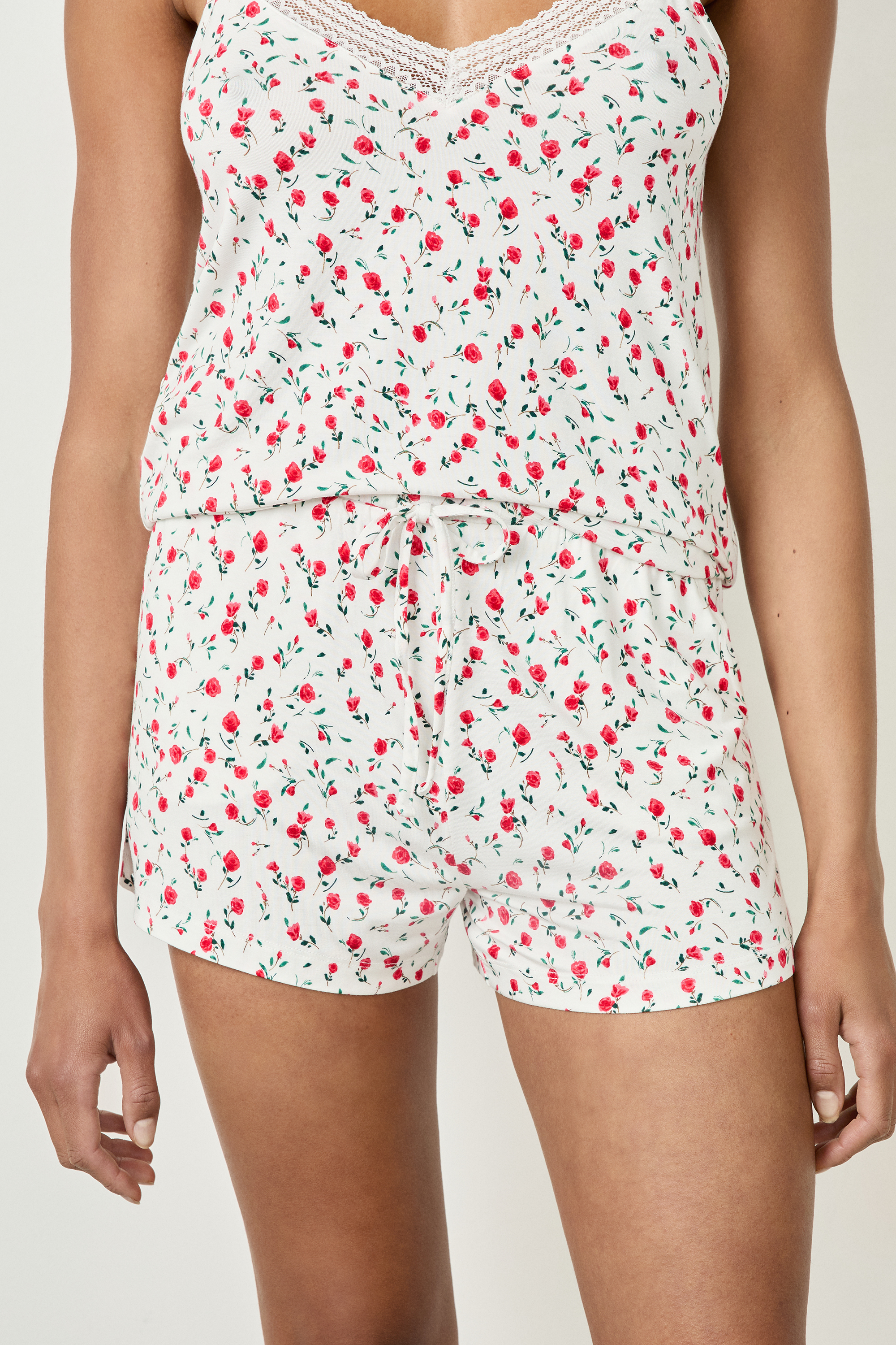 Pantalón corto de pijama de flores MOLLY FLEURS IMP FD ECRU - ETAM