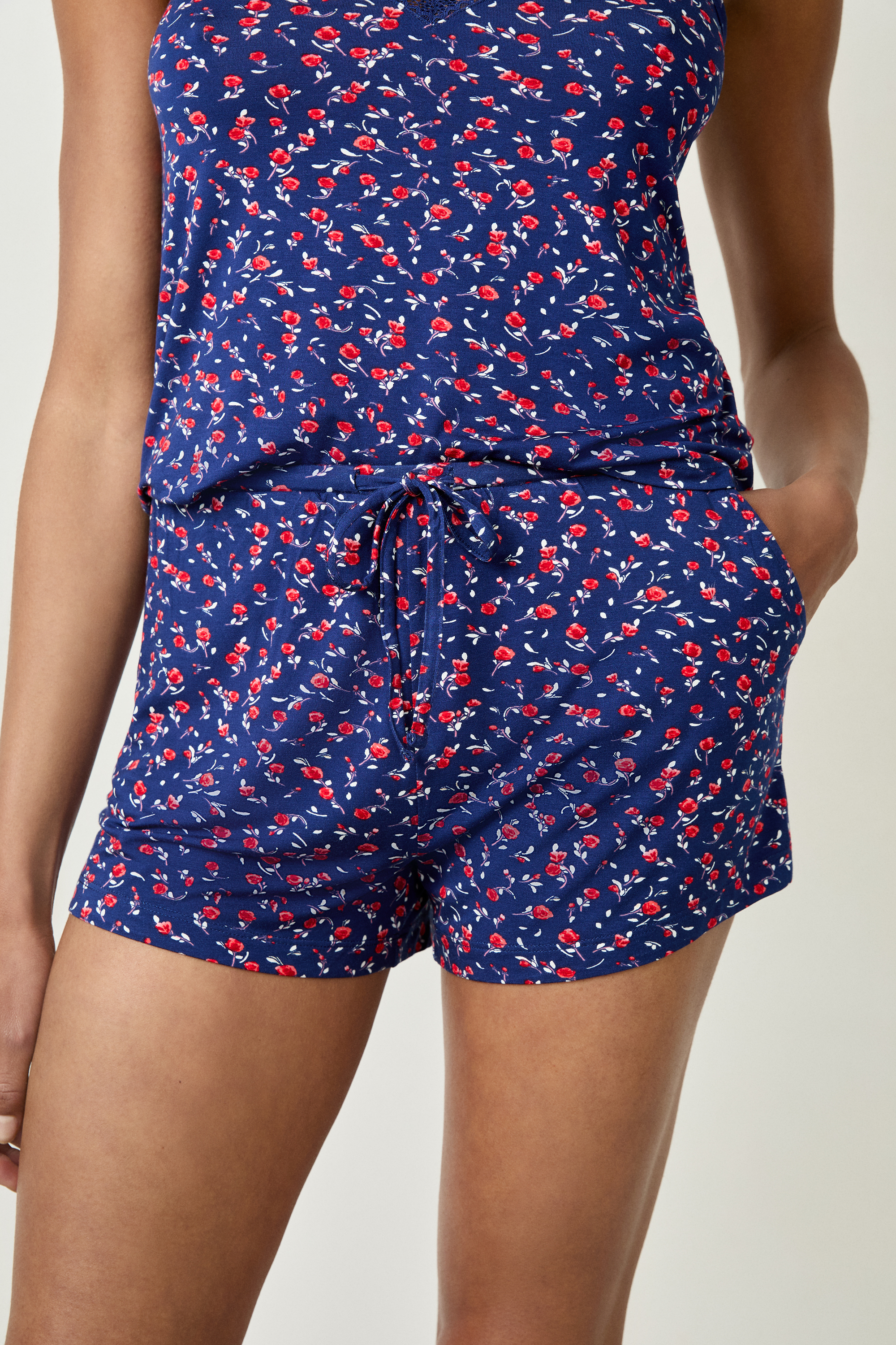 Pantalón corto de pijama de flores MOLLY FLEURS MARINE - ETAM