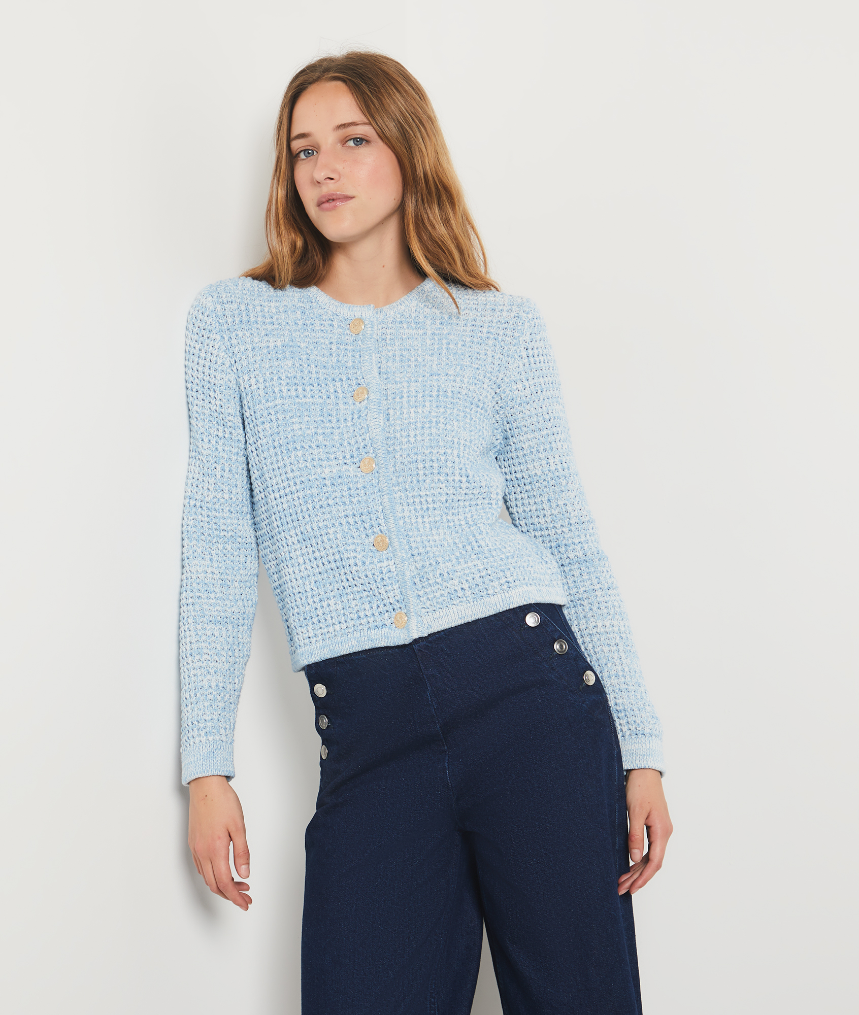 Chaleco abotonado de algodón FASIE BLEU CIEL - ETAM