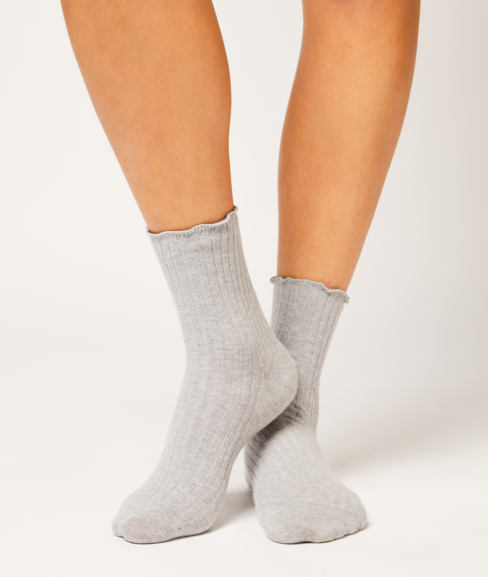 Calcetines de moda lisos con volantes COLORS GRIS CLAIR - ETAM