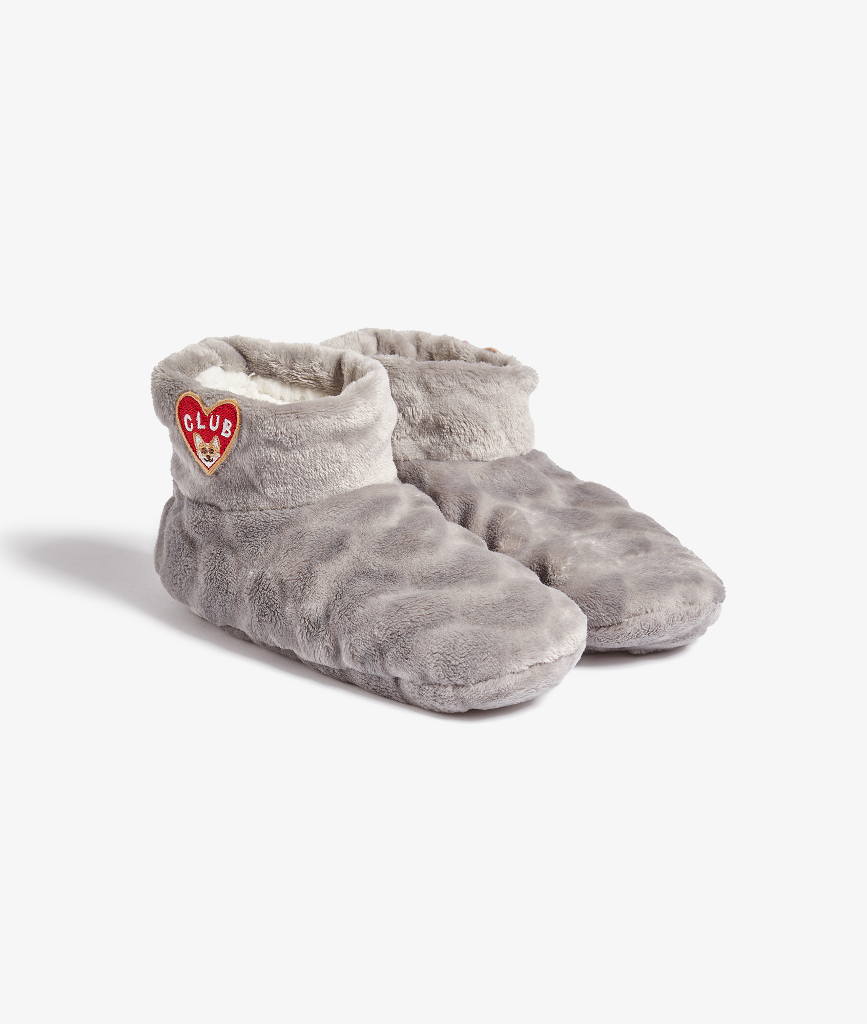 Pantuflas de peluche Corgi GORMA GRIS CLAIR - ETAM