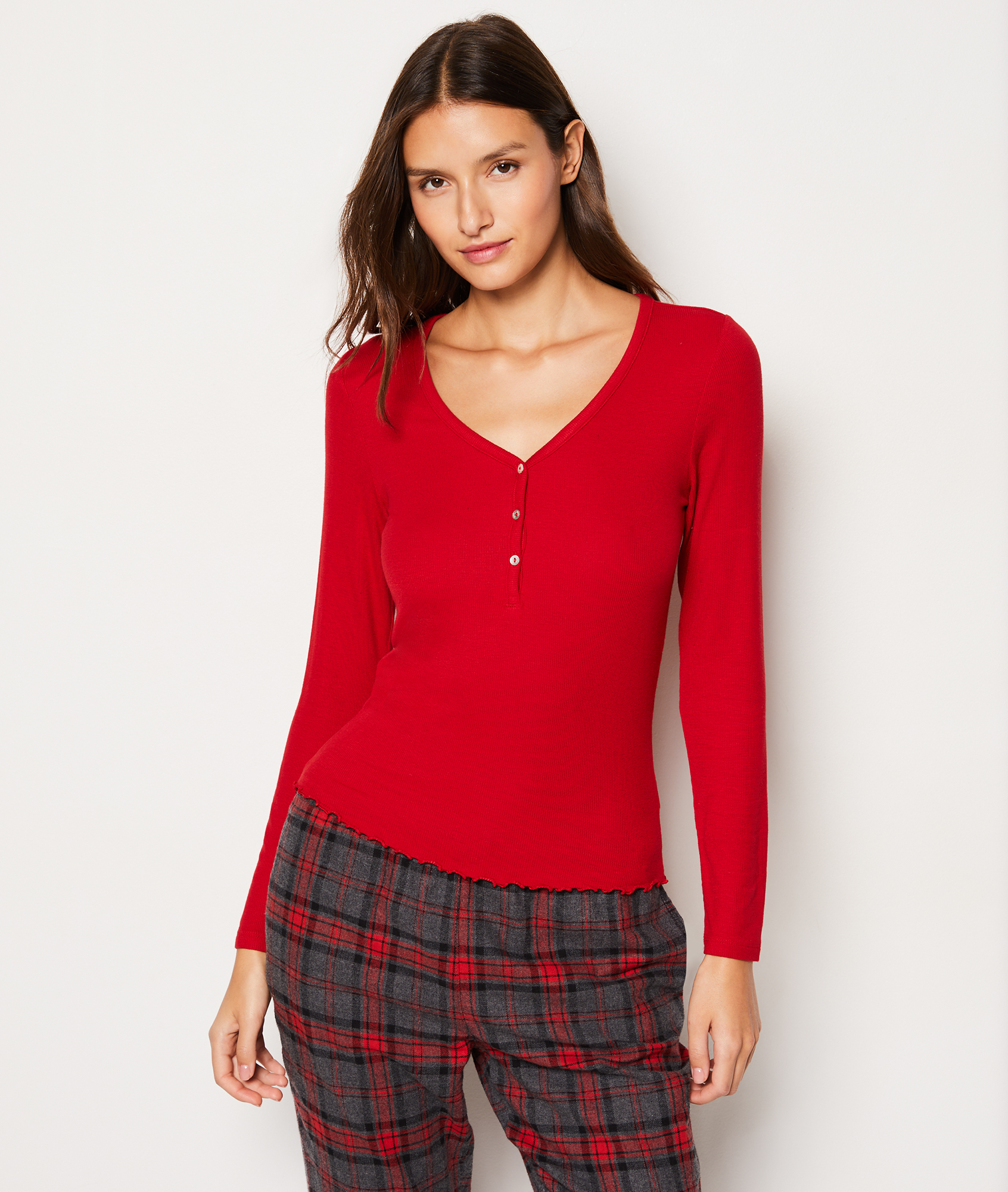 Camiseta canalé manga larga botones GEAMIE CARDINAL - ETAM