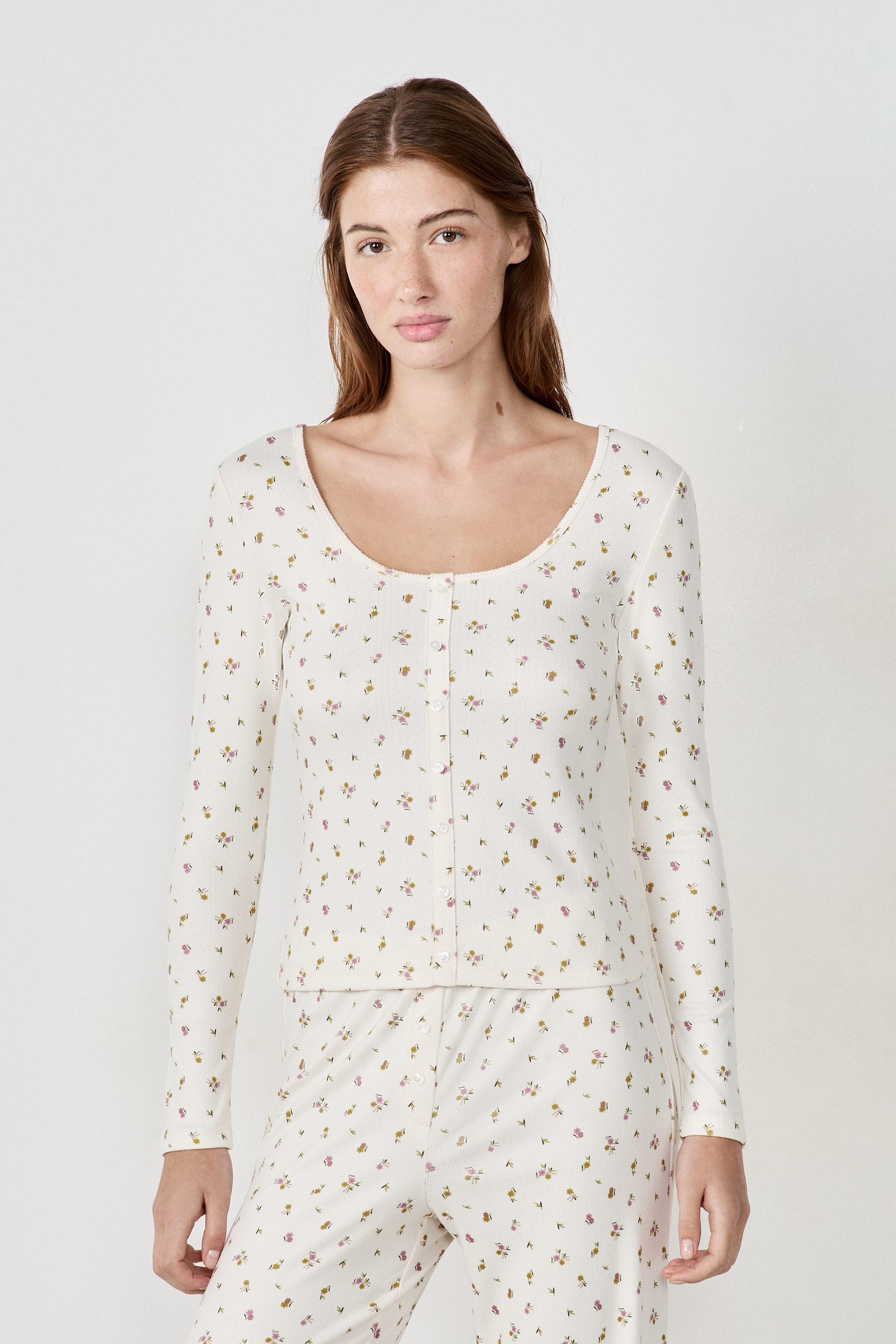 Camiseta de pijama con flores BETHANY ECRU - ETAM
