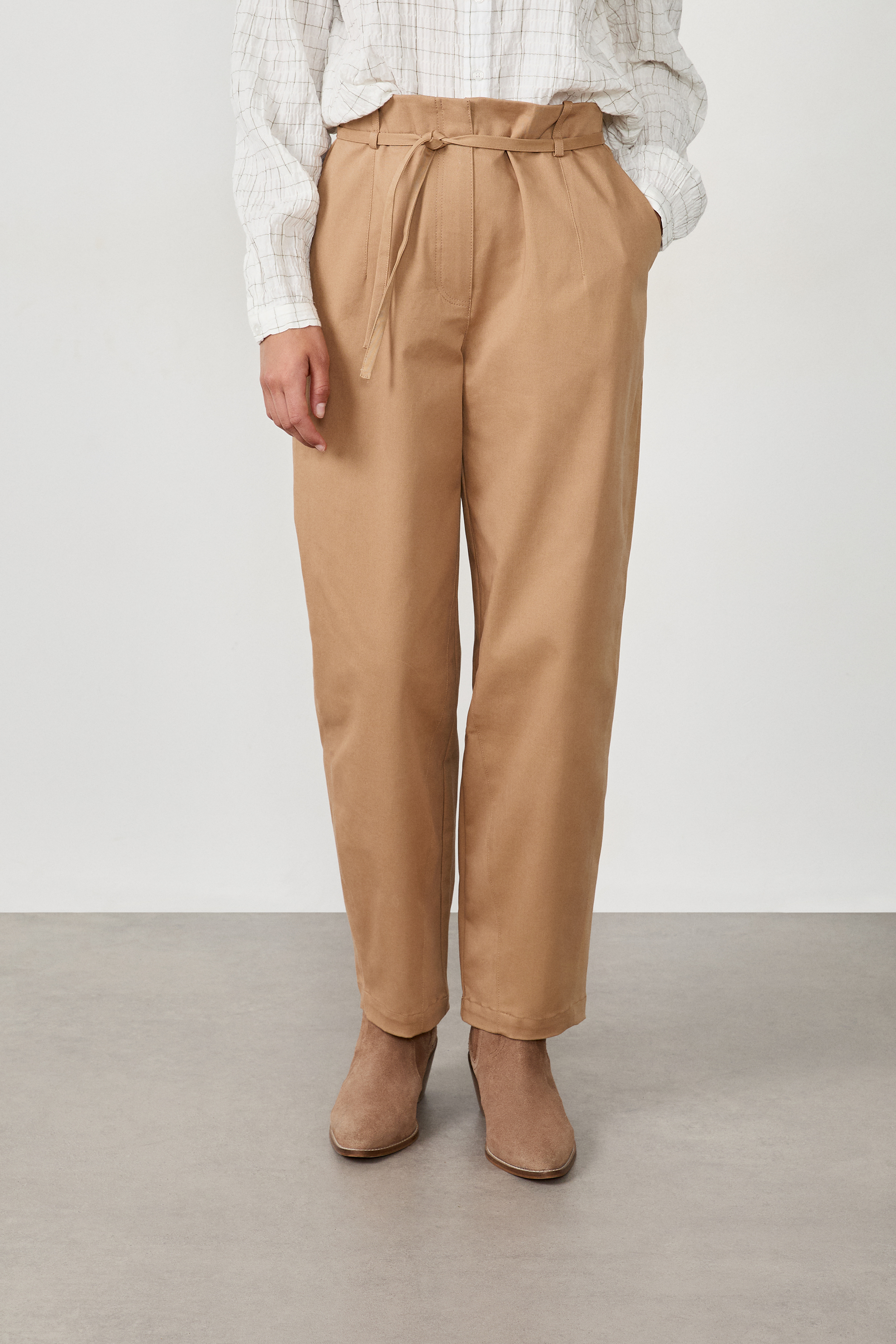Pantalon à nouer en coton PACO BEIGE - ETAM